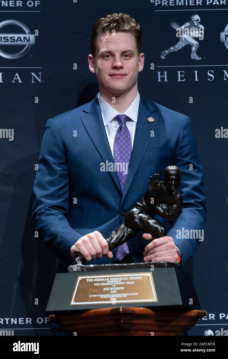 New York, NY - December 14, 2019: Quarterback Joe Burrow of the LSU ...