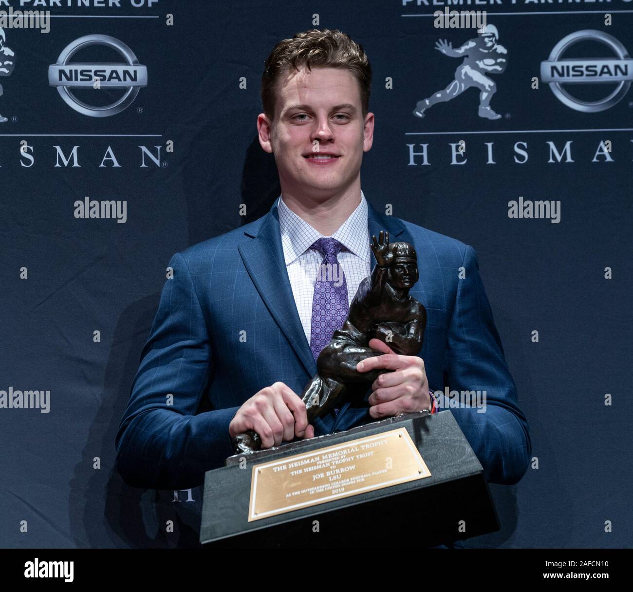 New York, NY - December 14, 2019: Quarterback Joe Burrow of the LSU ...