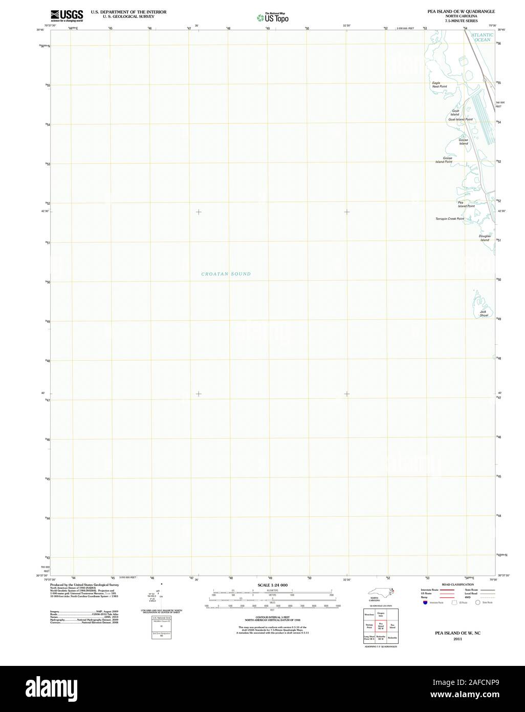 USGS TOPO Map North Carolina NC Pea Island OE W 20110812 TM Restoration ...