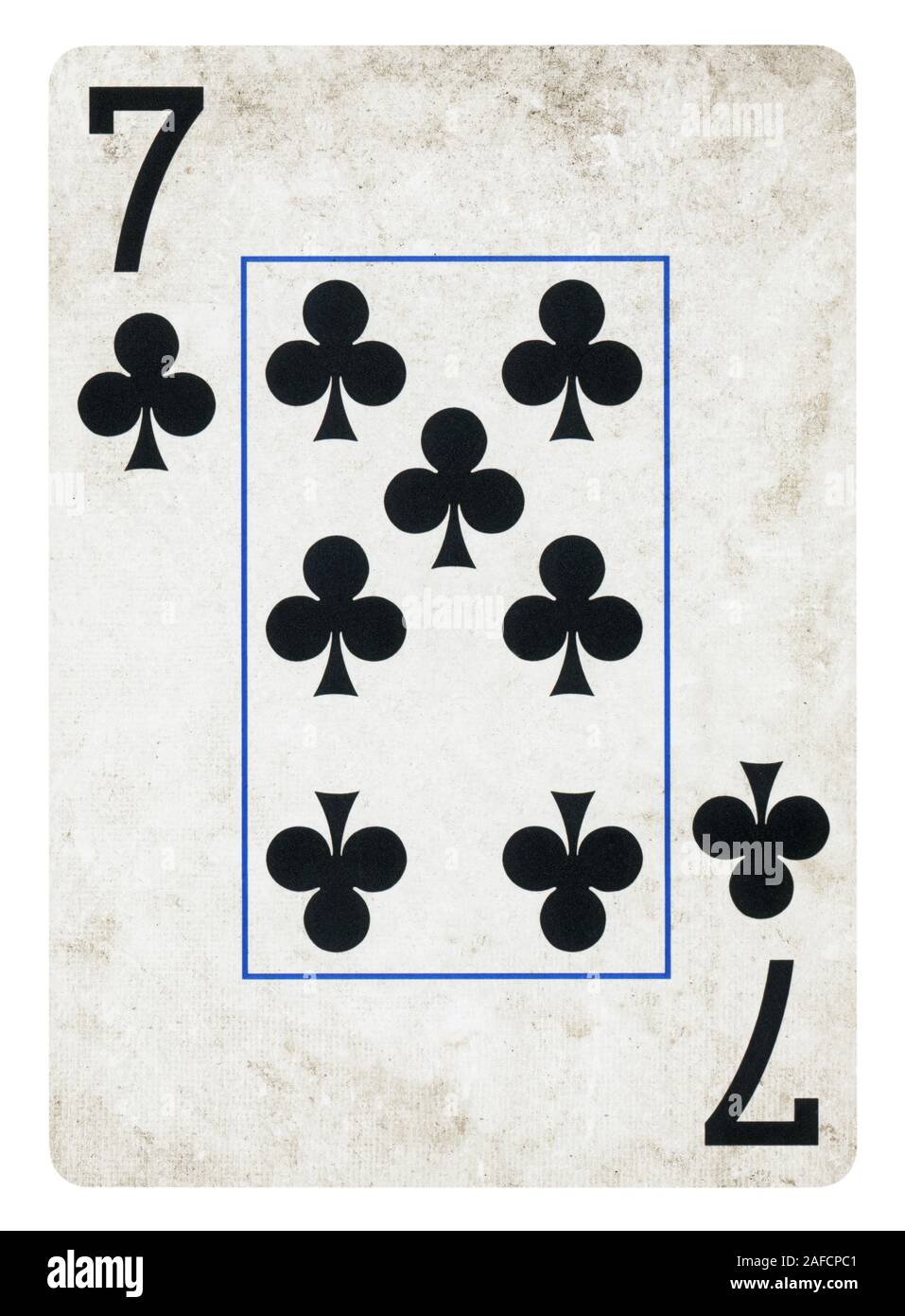 Seven of Clubs Vintage playing card - isolated on white (clipping path ...