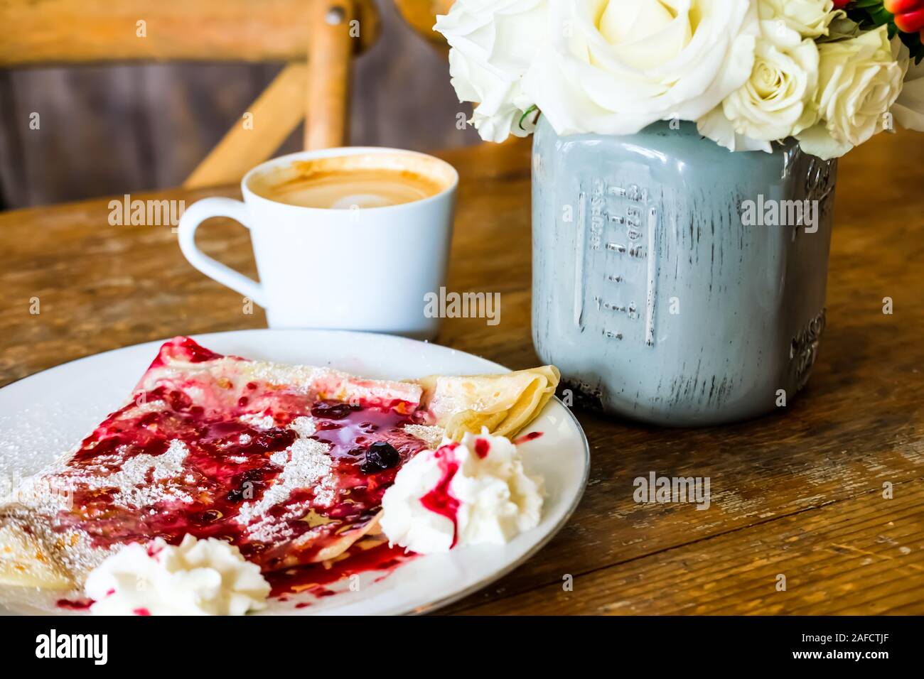Sweet breakfast background Stock Photo - Alamy