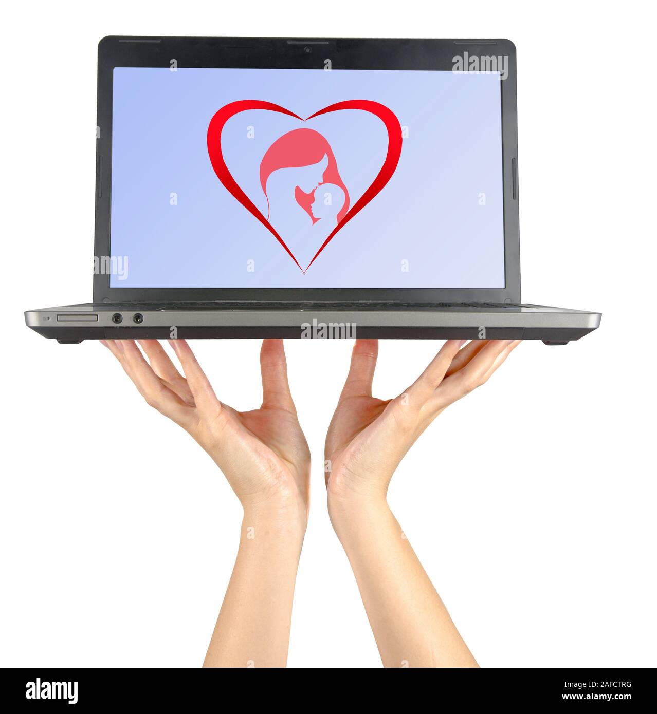 Laptop mother child Cut Out Stock Images & Pictures - Alamy