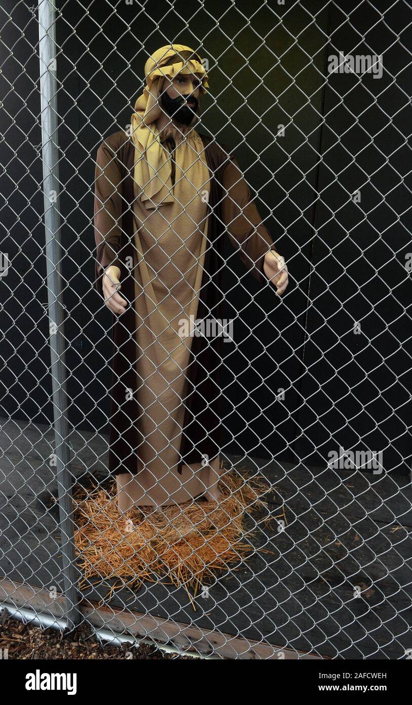 Joseph as part of a Nativity scene depicting Jesus, Mary and Joseph as ...