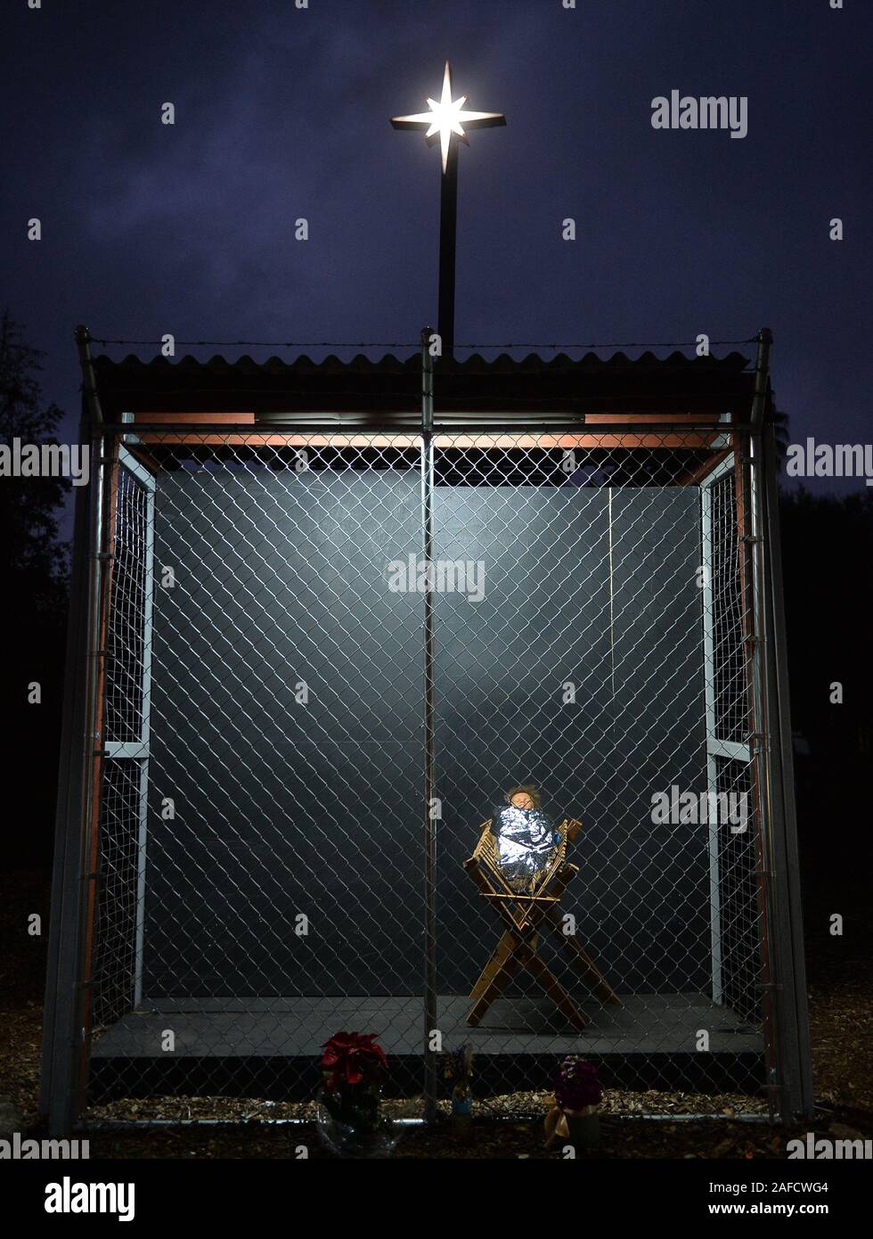 Baby Jesus as part of a Nativity scene depicting Jesus, Mary and Joseph ...