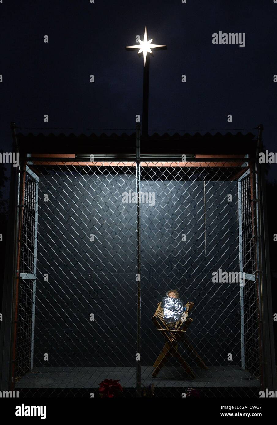 Baby Jesus as part of a Nativity scene depicting Jesus, Mary and Joseph ...