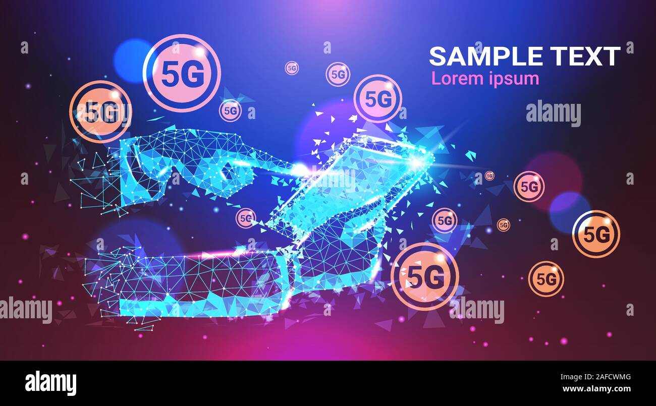 human hand using smartphone 5G digital wireless systems connection global network concept fifth ...