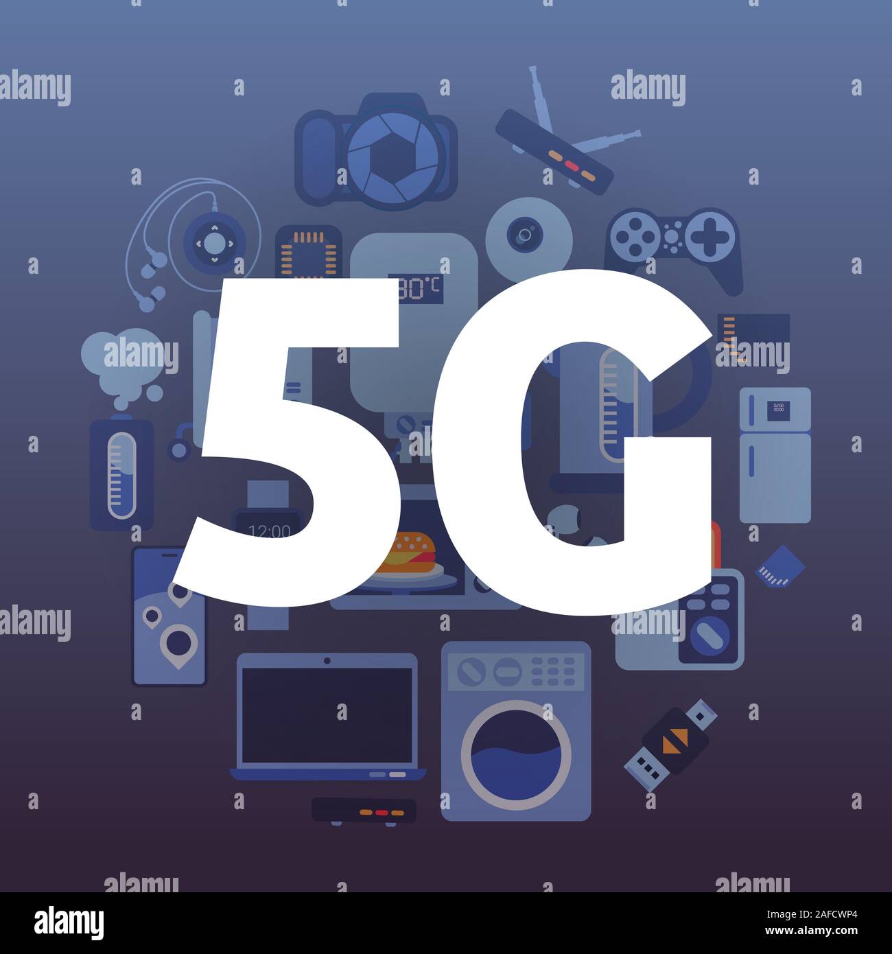 5G online communication digital appliances network wireless technology systems connection ...