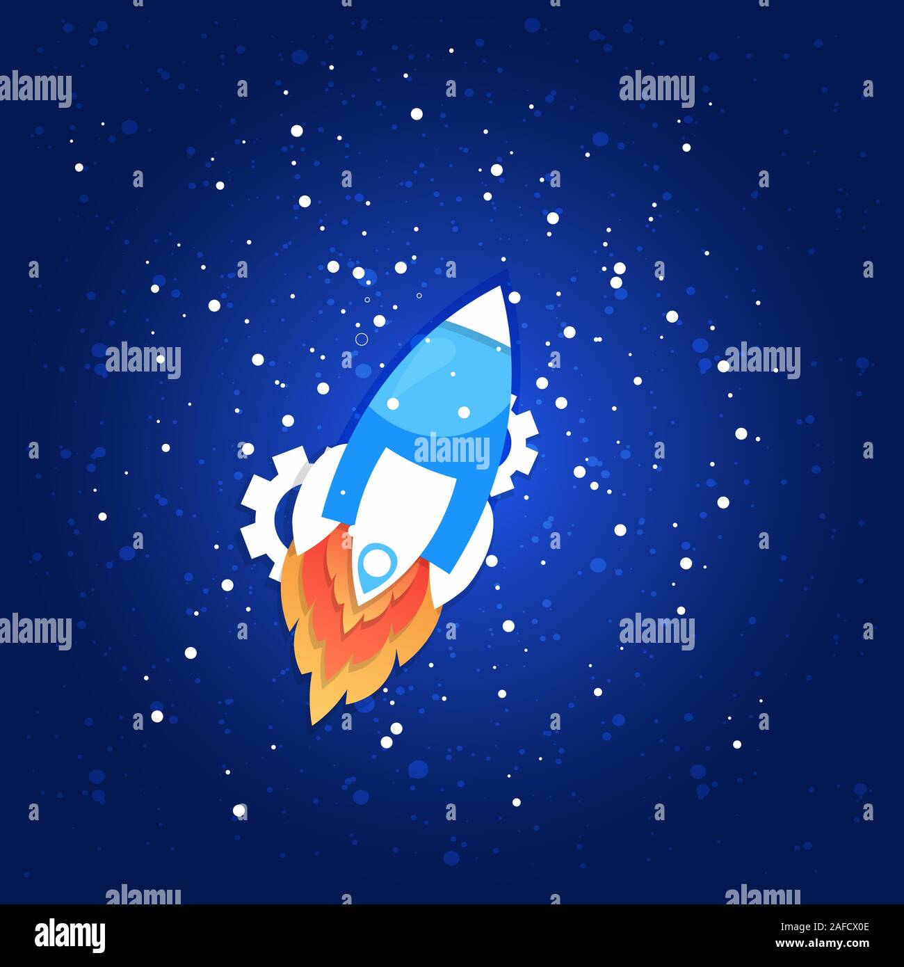 space rocket flying in sky launch to moon concept vector illustration ...
