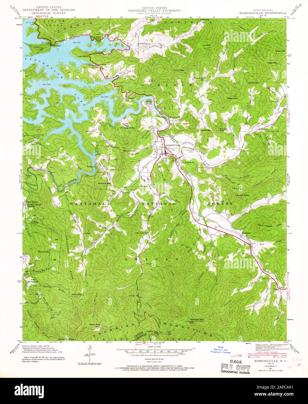 USGS TOPO Map North Carolina NC Robbinsville 164508 1940 24000 ...