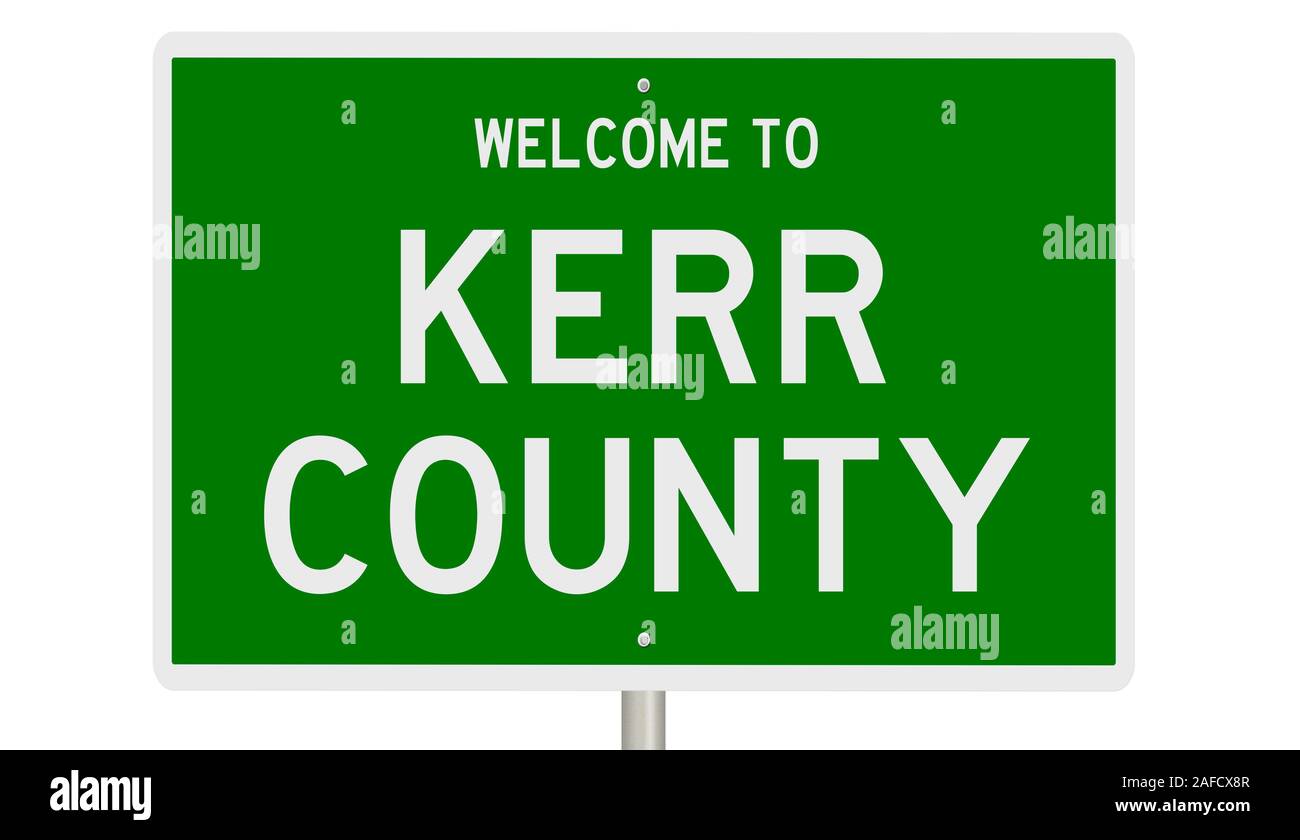 Rendering of a green 3d highway sign for Kerr County Stock Photo - Alamy