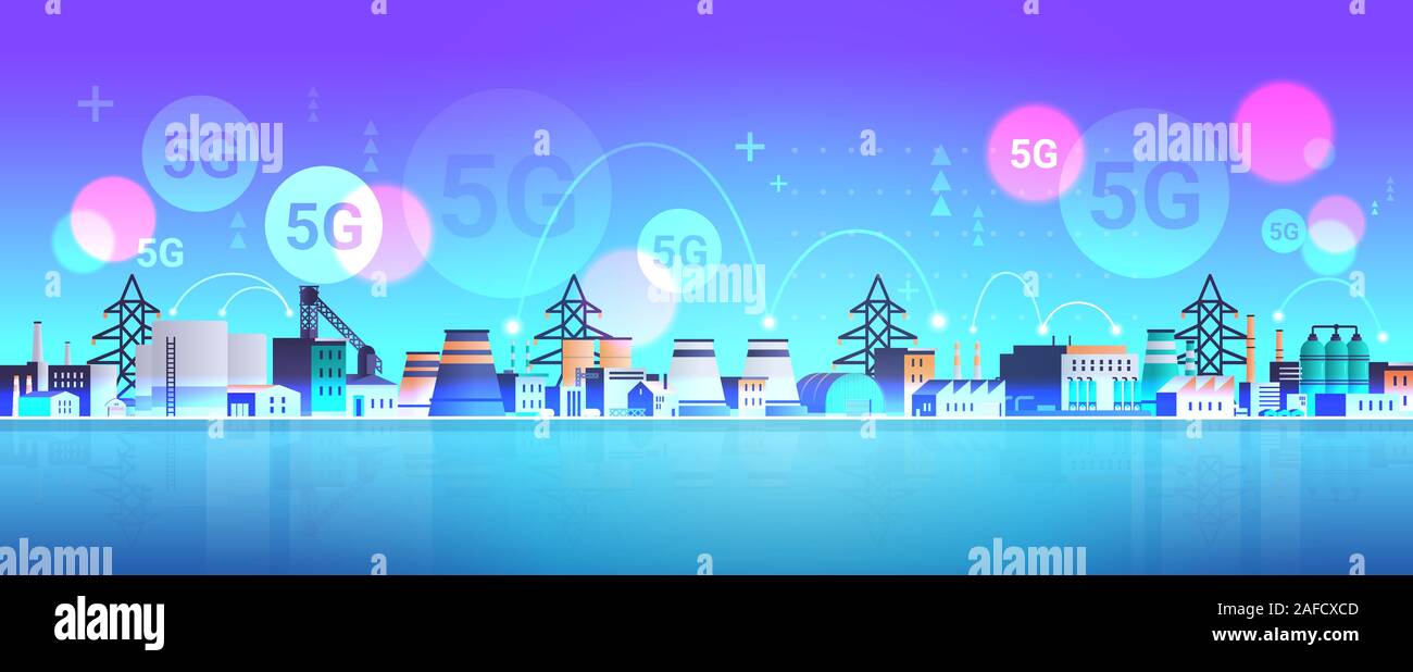 manufacturing factory buildings 5G online wireless system connection ...