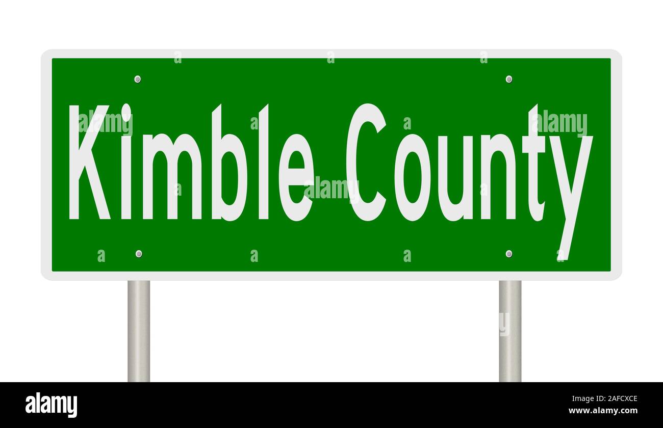 Rendering of a green 3d highway sign for Kimble County Stock Photo - Alamy