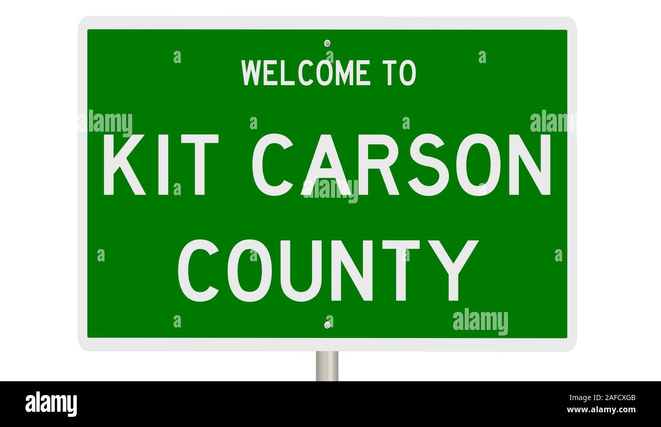 Rendering of a green 3d highway sign for Kit Carson County Stock Photo ...