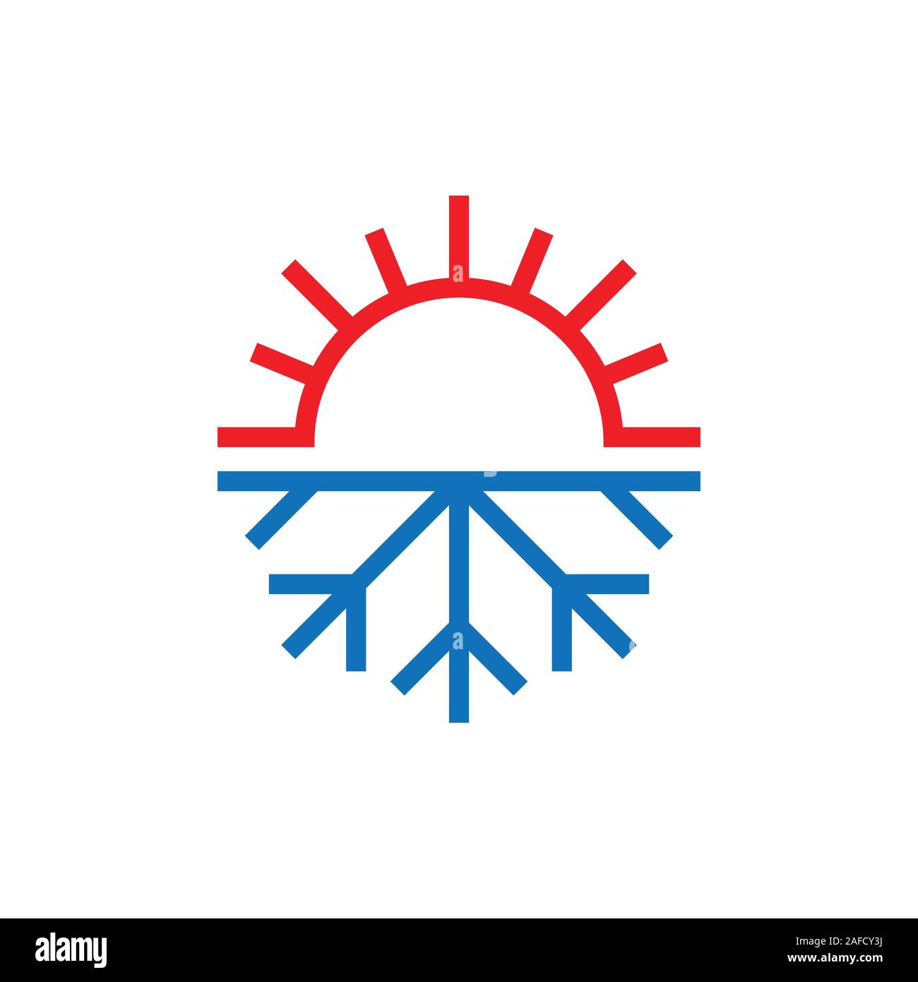 Snowflake and sun icon in flat style. Climate control vector ...