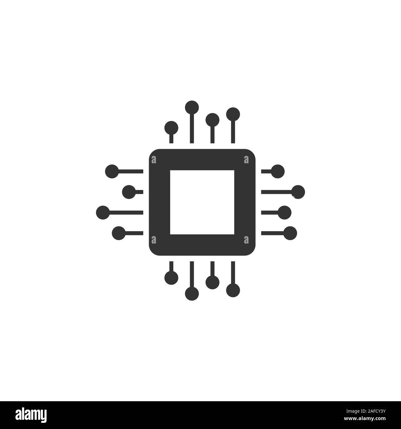 Computer cpu icon in flat style. Circuit board vector illustration on ...