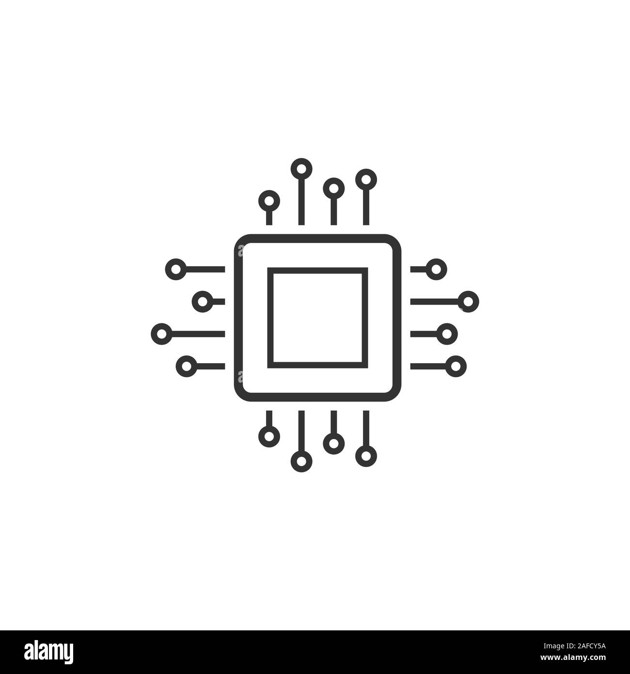 Computer cpu icon in flat style. Circuit board vector illustration on ...