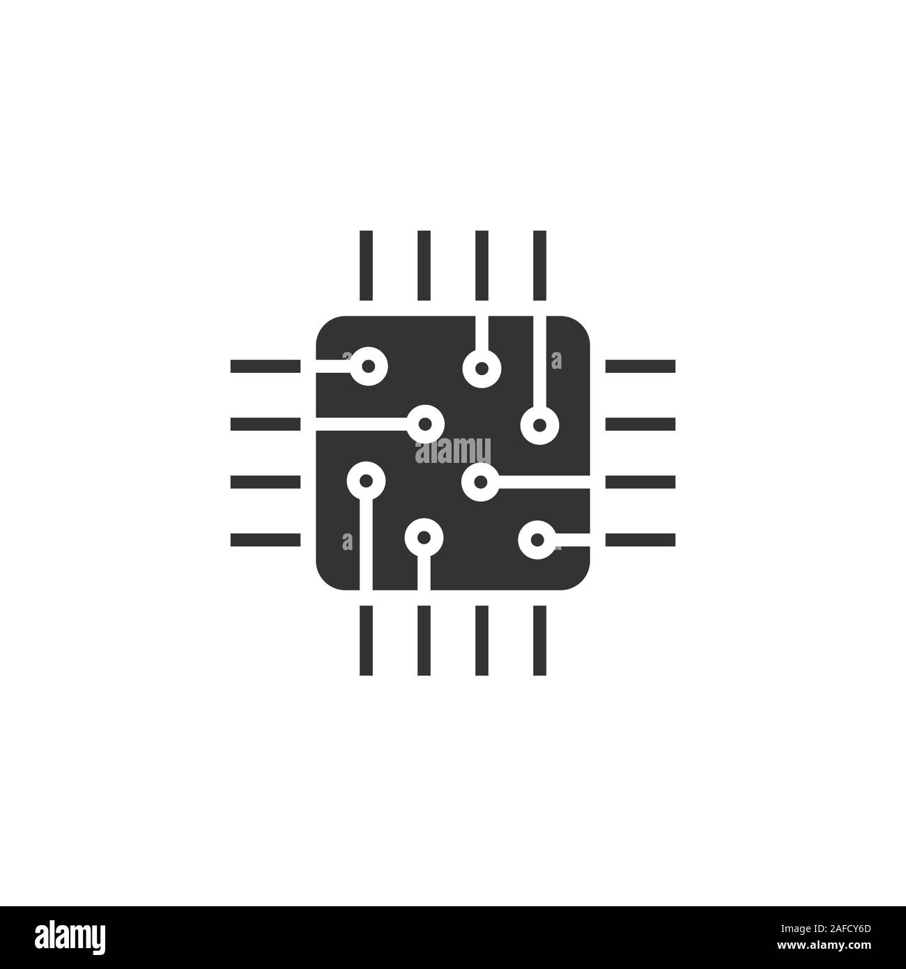 Computer cpu icon in flat style. Circuit board vector illustration on ...