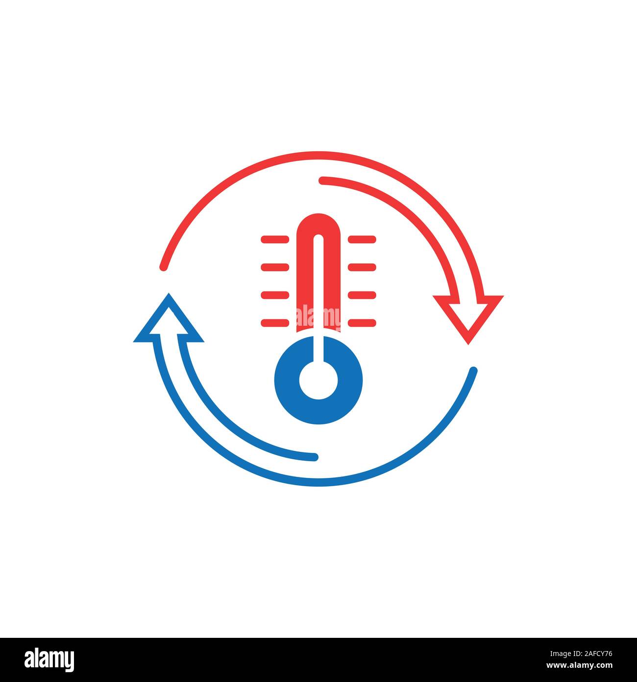 Thermometer climate control icon in flat style. Meteorology balance ...