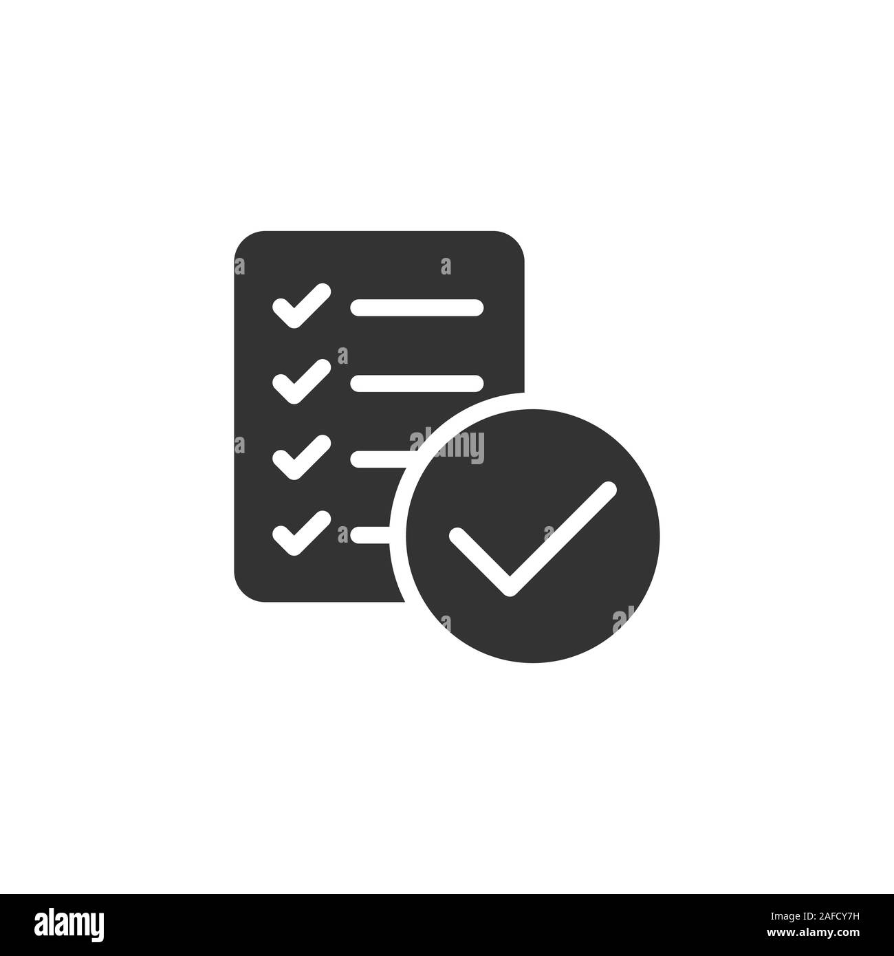 Document checklist icon in flat style. Report vector illustration on ...