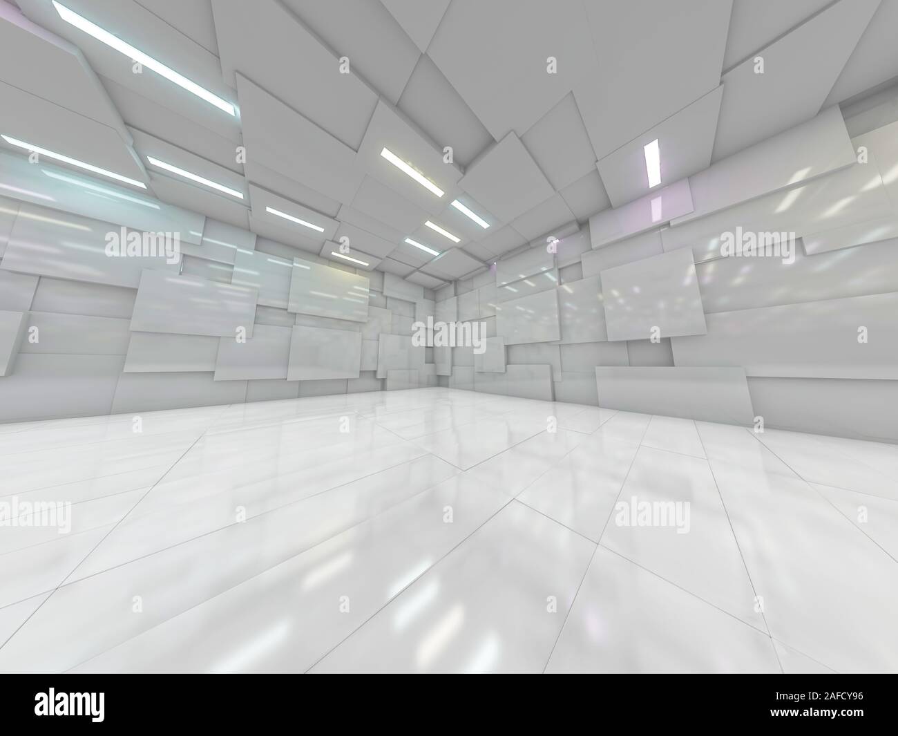 Abstract modern architecture background, empty open space interior. 3D ...