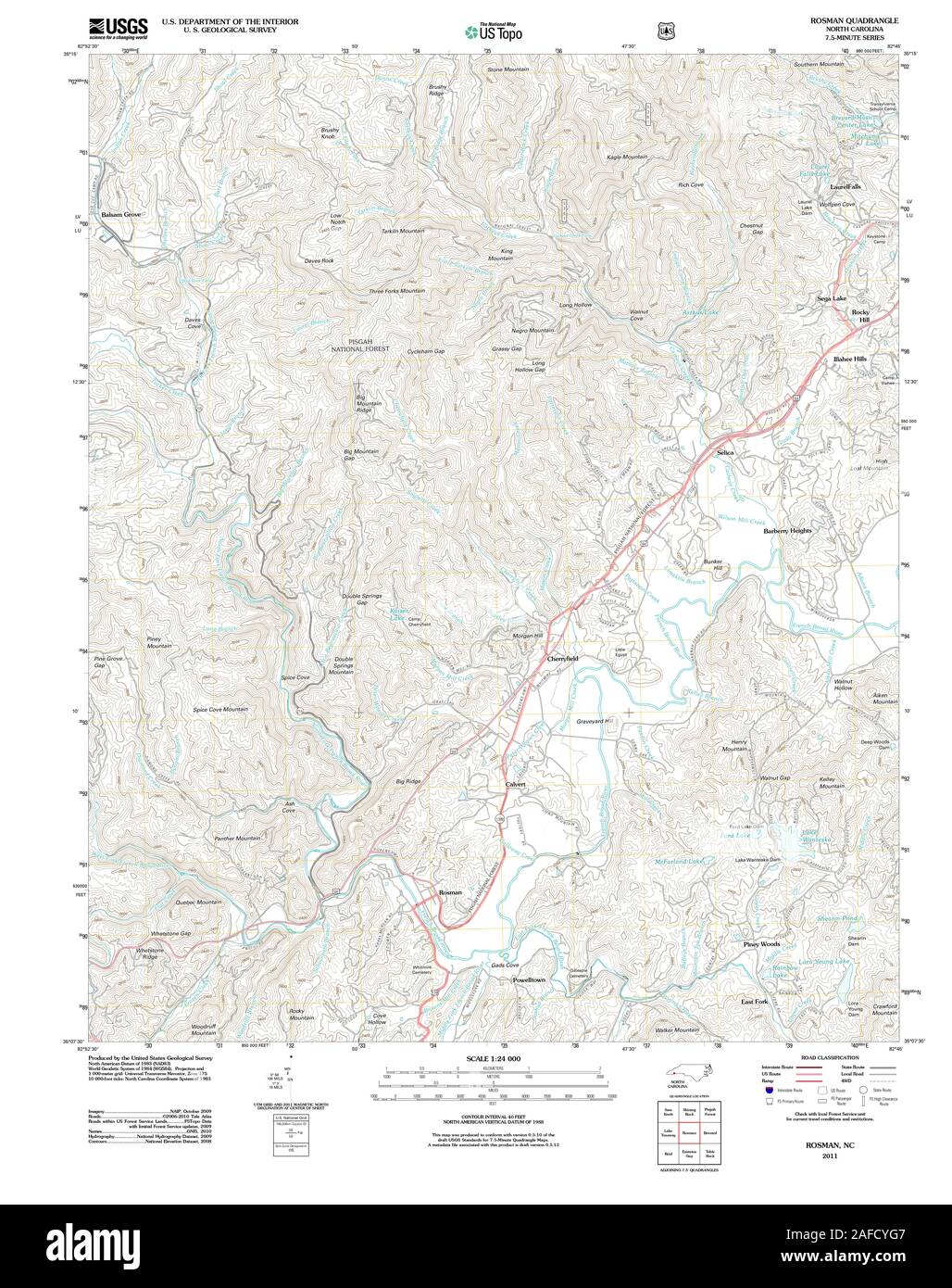 USGS TOPO Map North Carolina NC Rosman 20110613 TM Restoration Stock ...