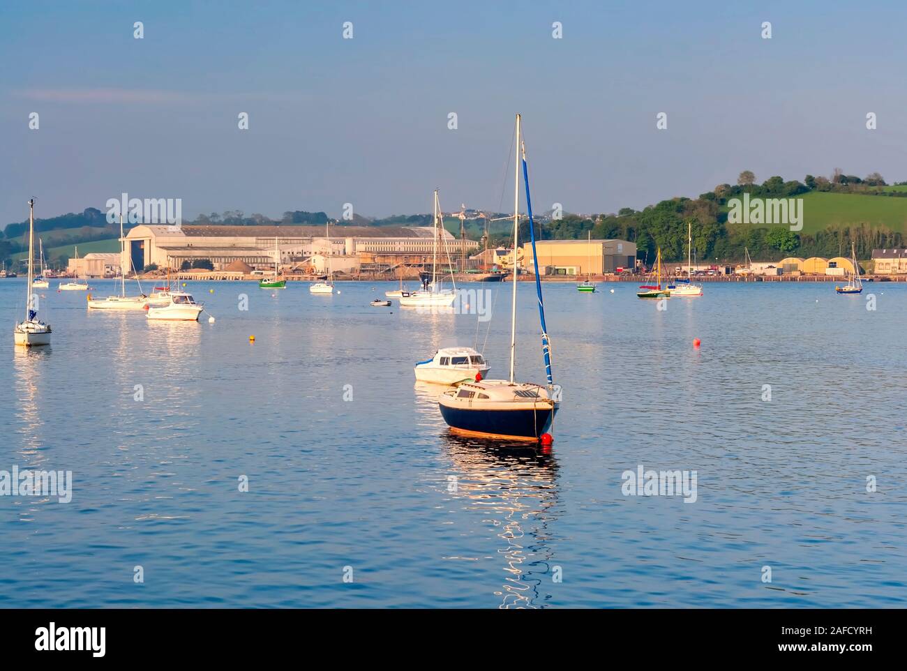 Instow North Devon, with yachts and boats with views towards the ...