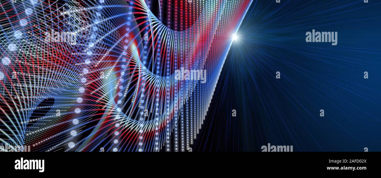 Futuristic particle panorama background design illustration with lights ...