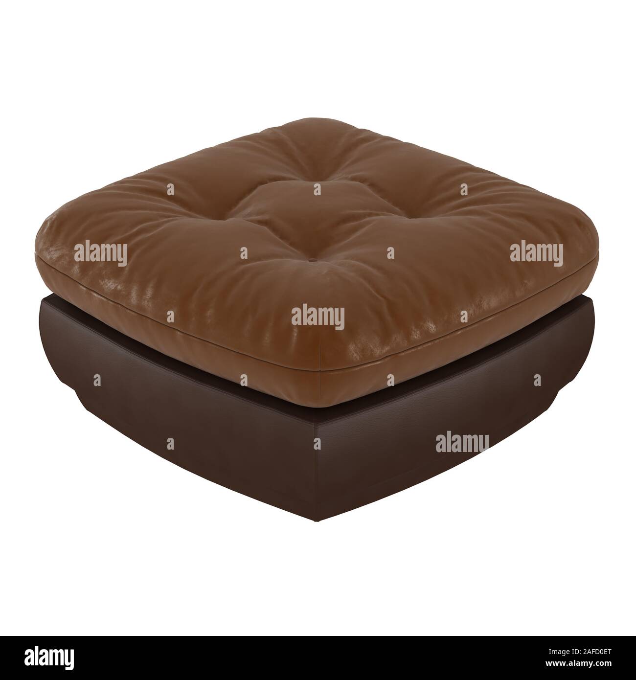 Brown quilted pouf on white background. 3d rendering Stock Photo - Alamy