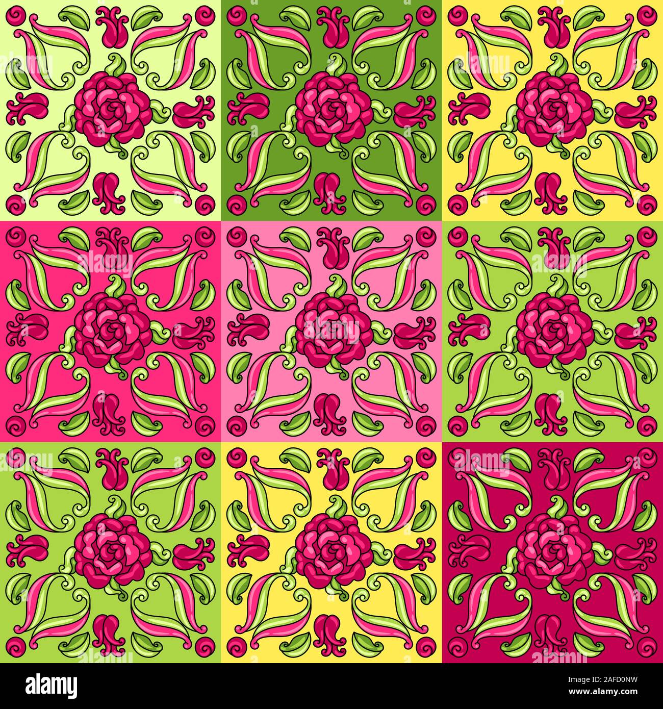 Mexican talavera ceramic tile pattern with flowers Stock Vector Image ...