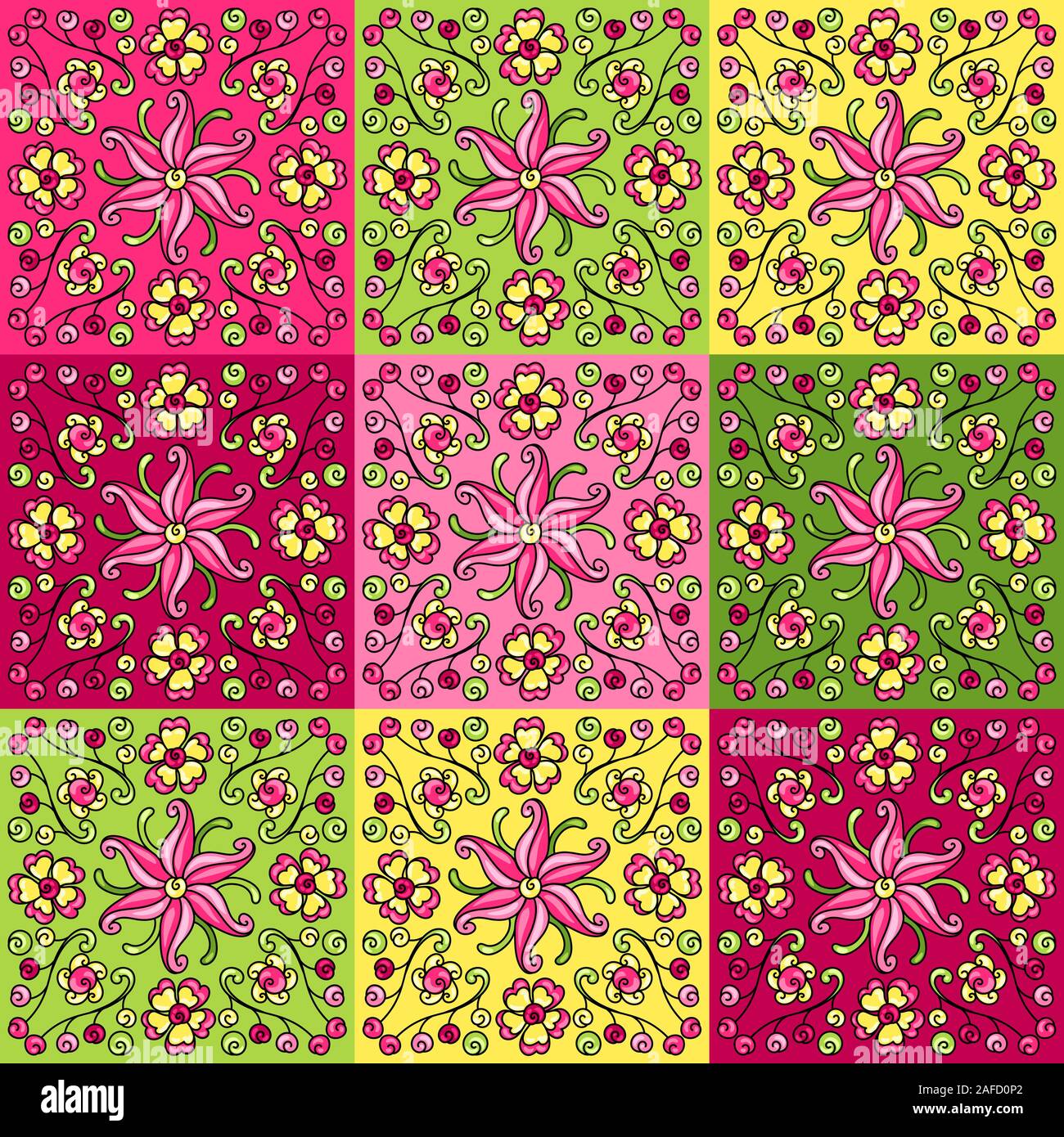 Mexican talavera ceramic tile pattern with flowers Stock Vector Image ...