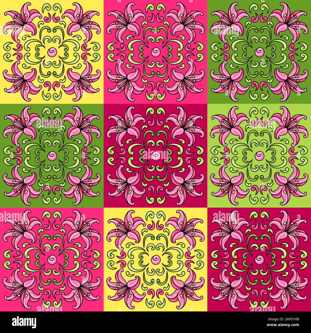 Mexican talavera ceramic tile pattern with flowers Stock Vector Image ...