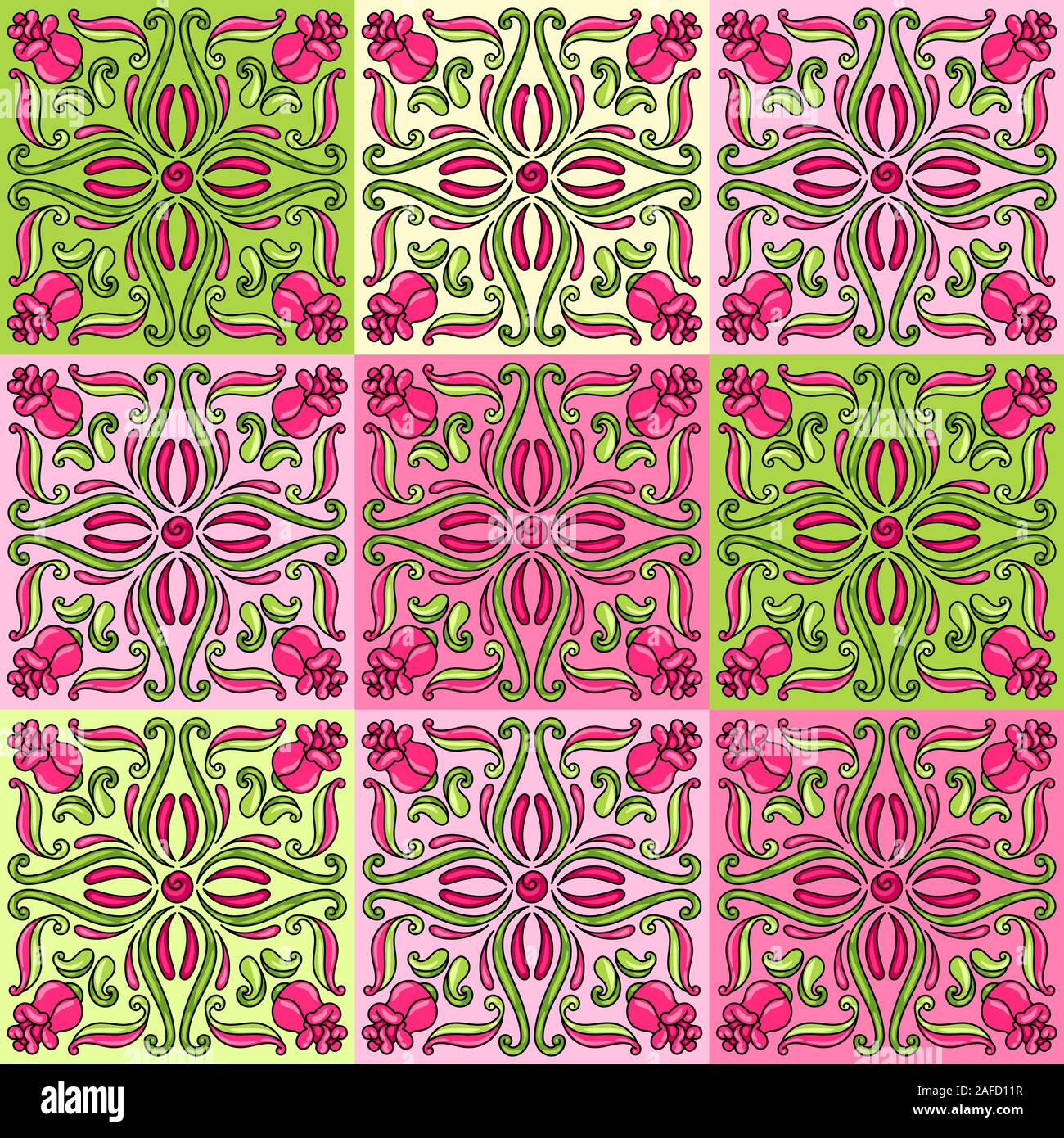 Mexican talavera ceramic tile pattern with flowers Stock Vector Image ...