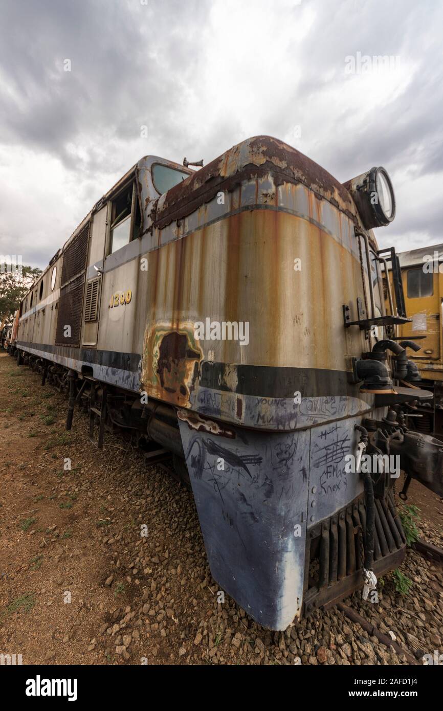 Zimbabwe. The Railroad museum at Bulawayo. Diesel engines of Rhodesian ...