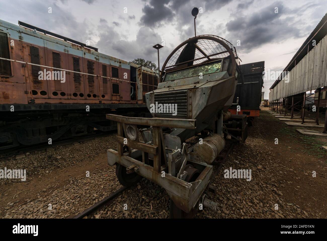 Zimbabwe. The Railway museum at Bulawayo. A Rhodesian "Cougar" mine ...