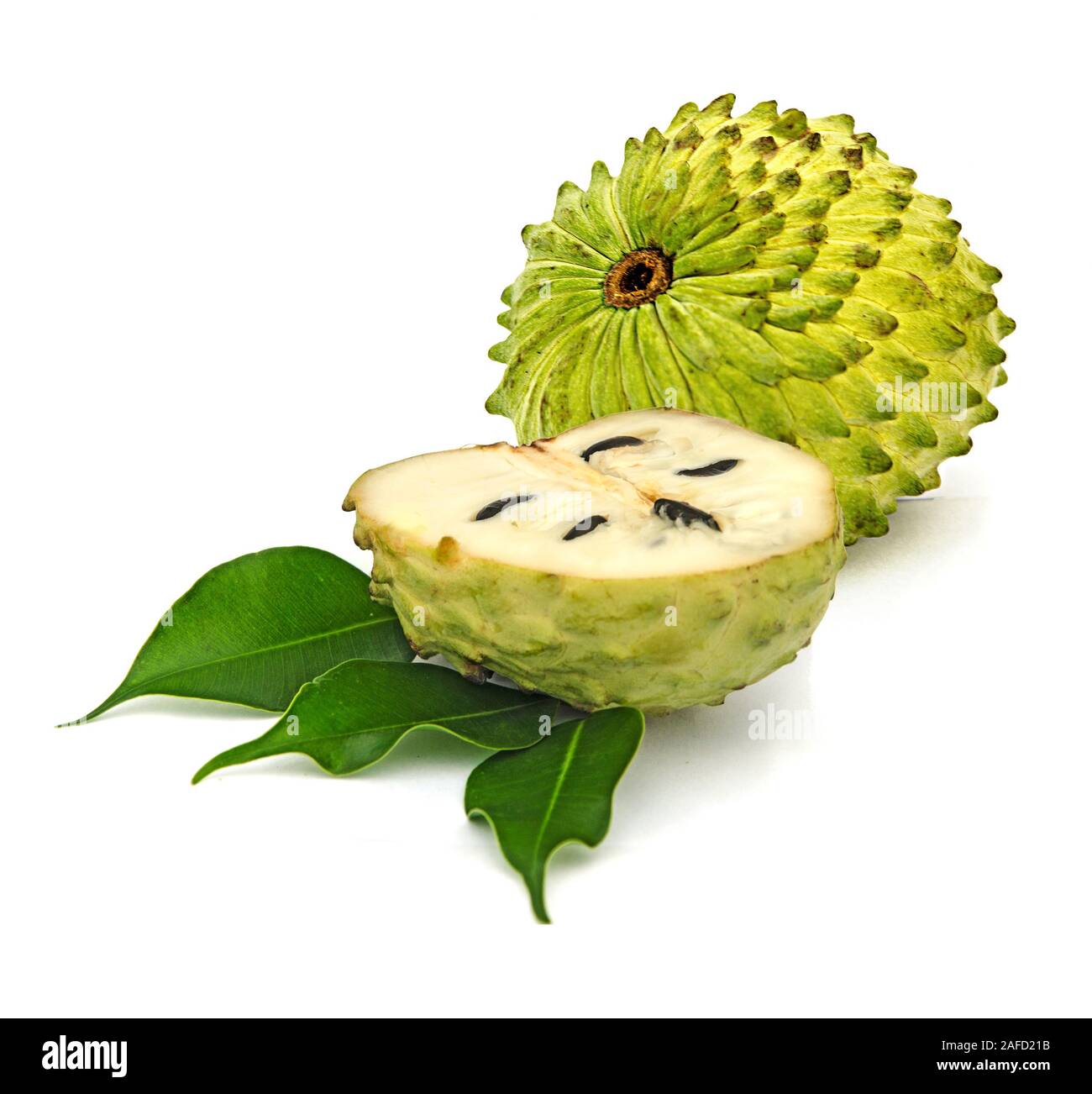Soursop sections isolated on white background Stock Photo - Alamy