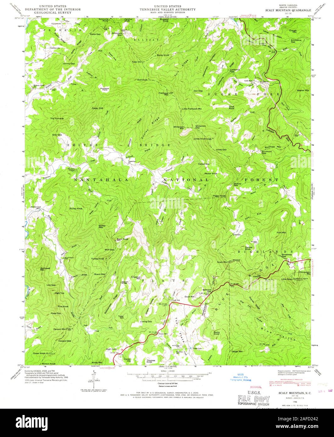 USGS TOPO Map North Carolina NC Scaly Mountain 164874 1946 24000 ...