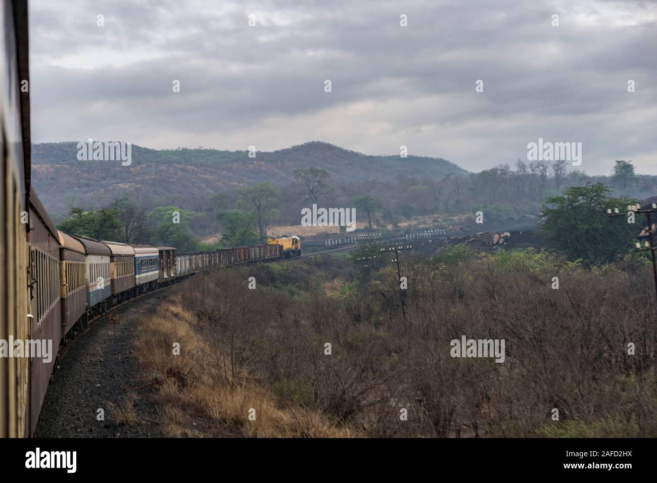 Zimbabwe. The old train on the Bulawayo-Victoria falls line. The cars ...
