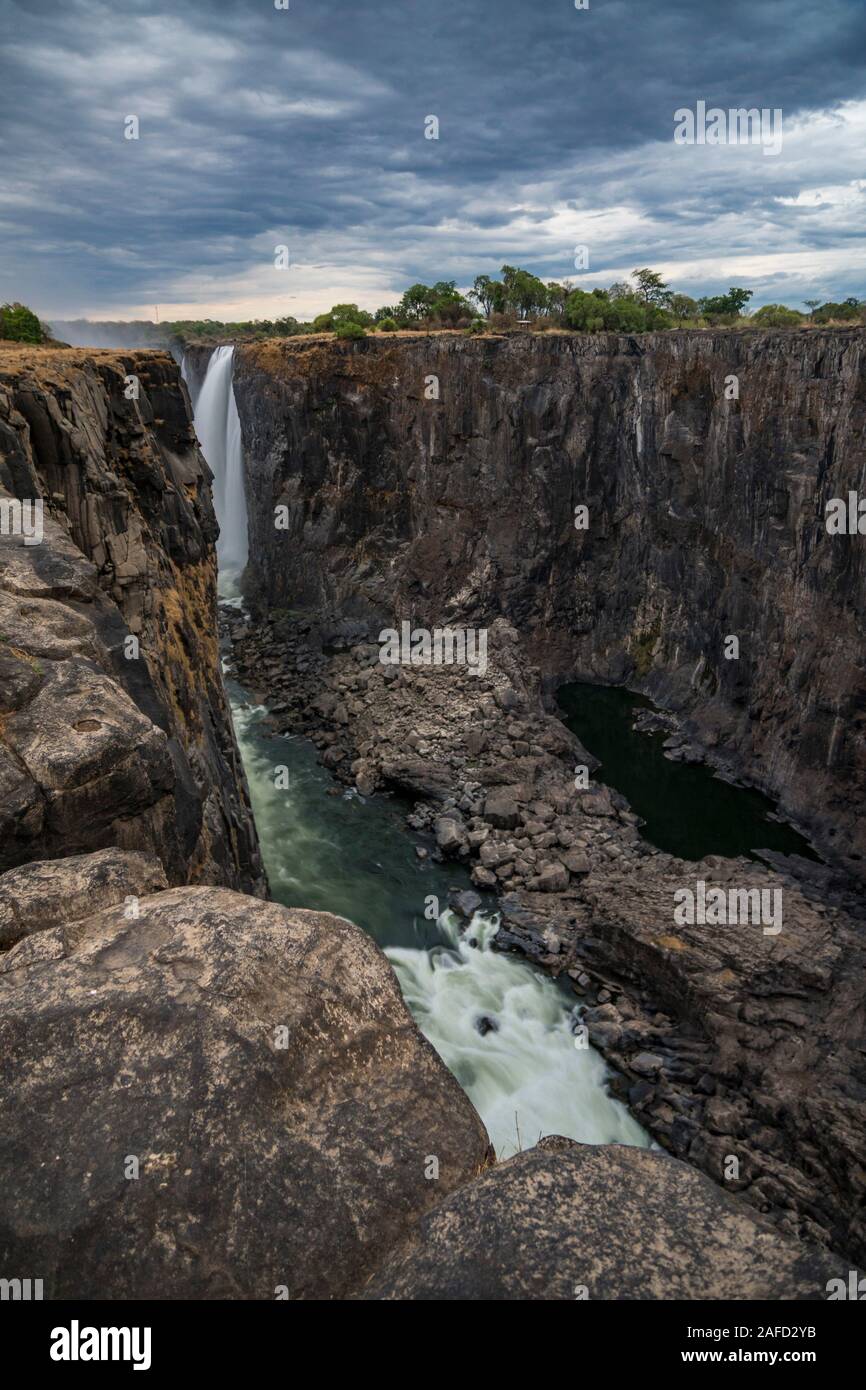 Victoria falls, Zimbabwe. The Zambezi valley gorge near the Victoria ...