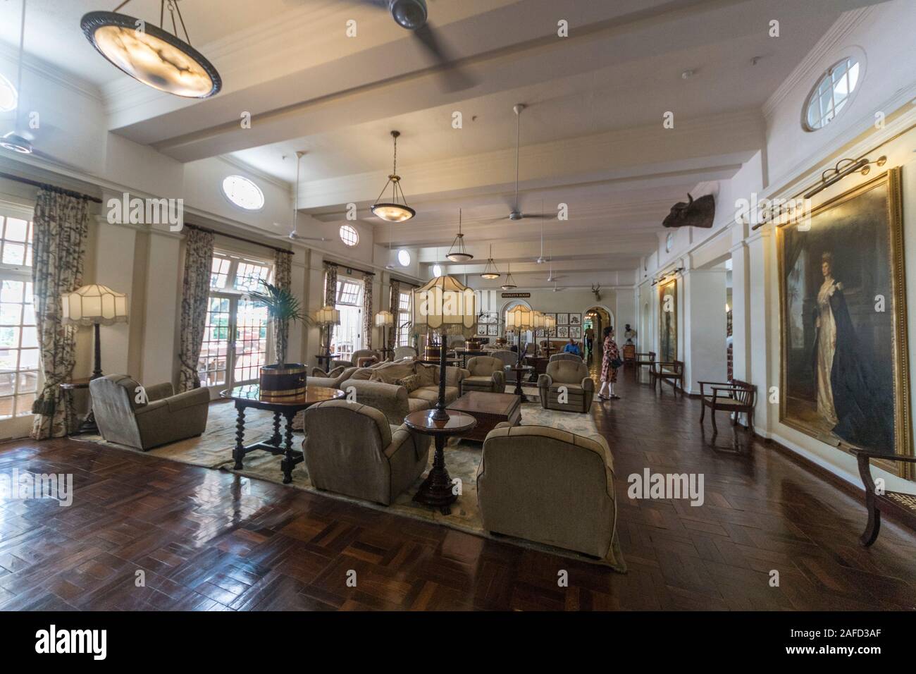 Victoria Falls, Zimbabwe. Hotel Guests in the Livingstone room at the ...