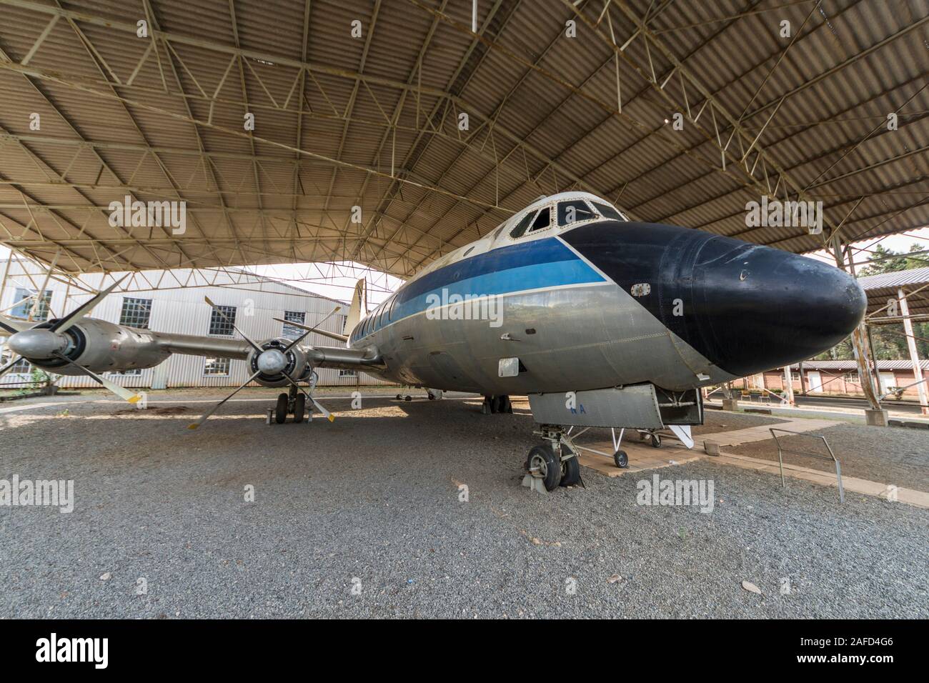 Gweru Aviation Museum, Zimbabwe. A Vickers Viscount passenger plane ...