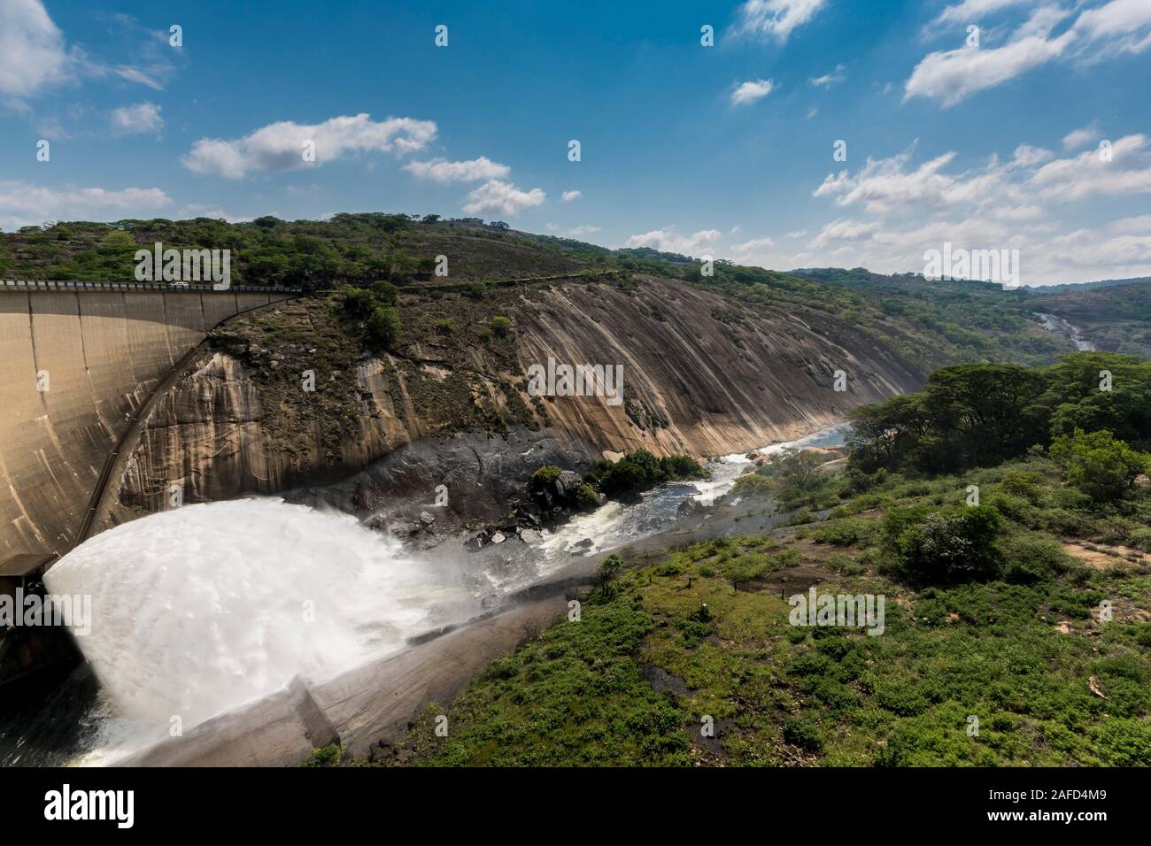 Lake Mutirikwi (formerly lake Kyle), Zimbabwe. water flows from the ...