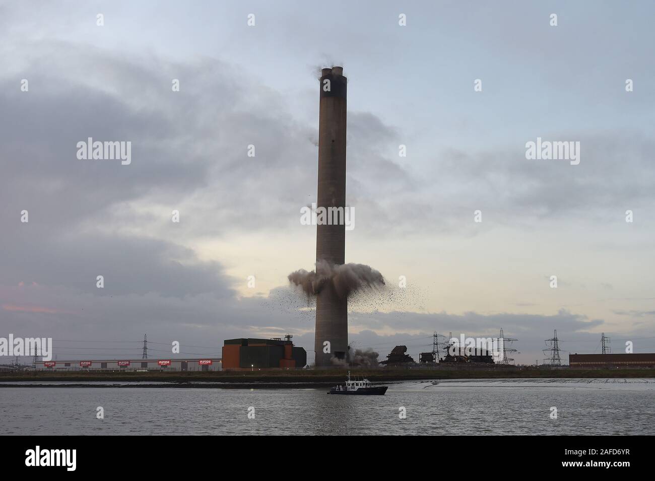 Dartford, Kent, UK. 15th December 2019. The Demolition of the 215 meter ...