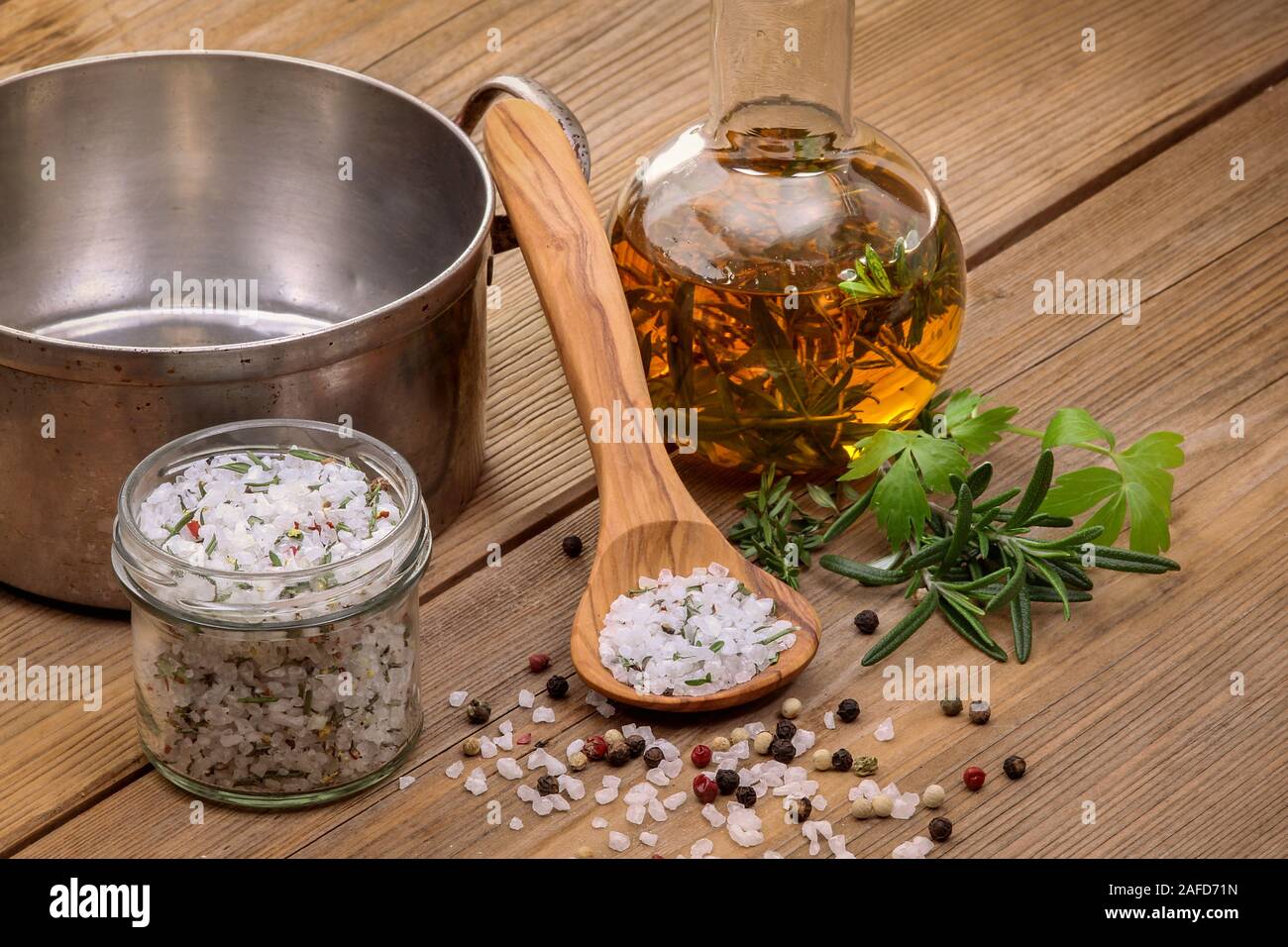 Salt oil and other ingredients for cooking Stock Photo - Alamy