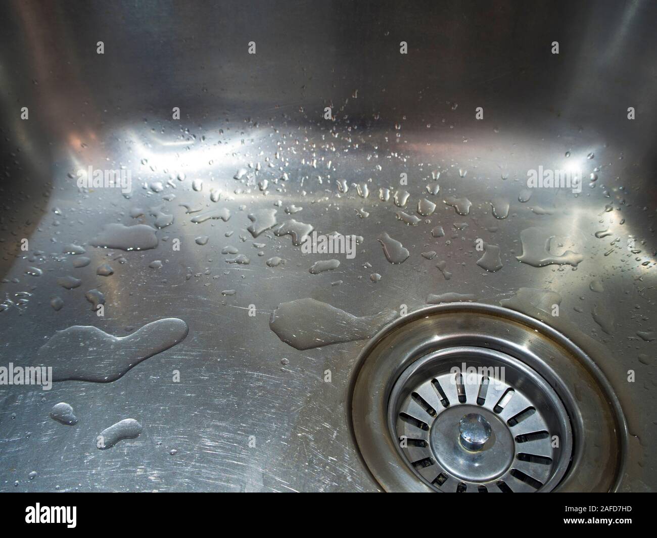 Water drops in Stainless sink Stock Photo - Alamy
