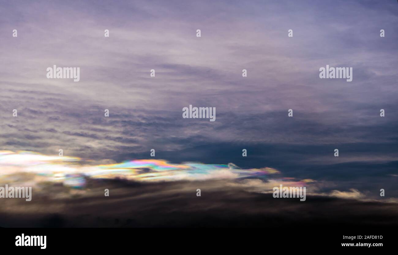The occurrence of colors in a cloud, Cloud iridescence Stock Photo - Alamy