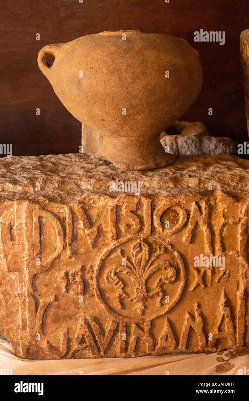 Ethiopia, Tigray, Adwa, Yeha, museum, Italian colonial era stone below ...