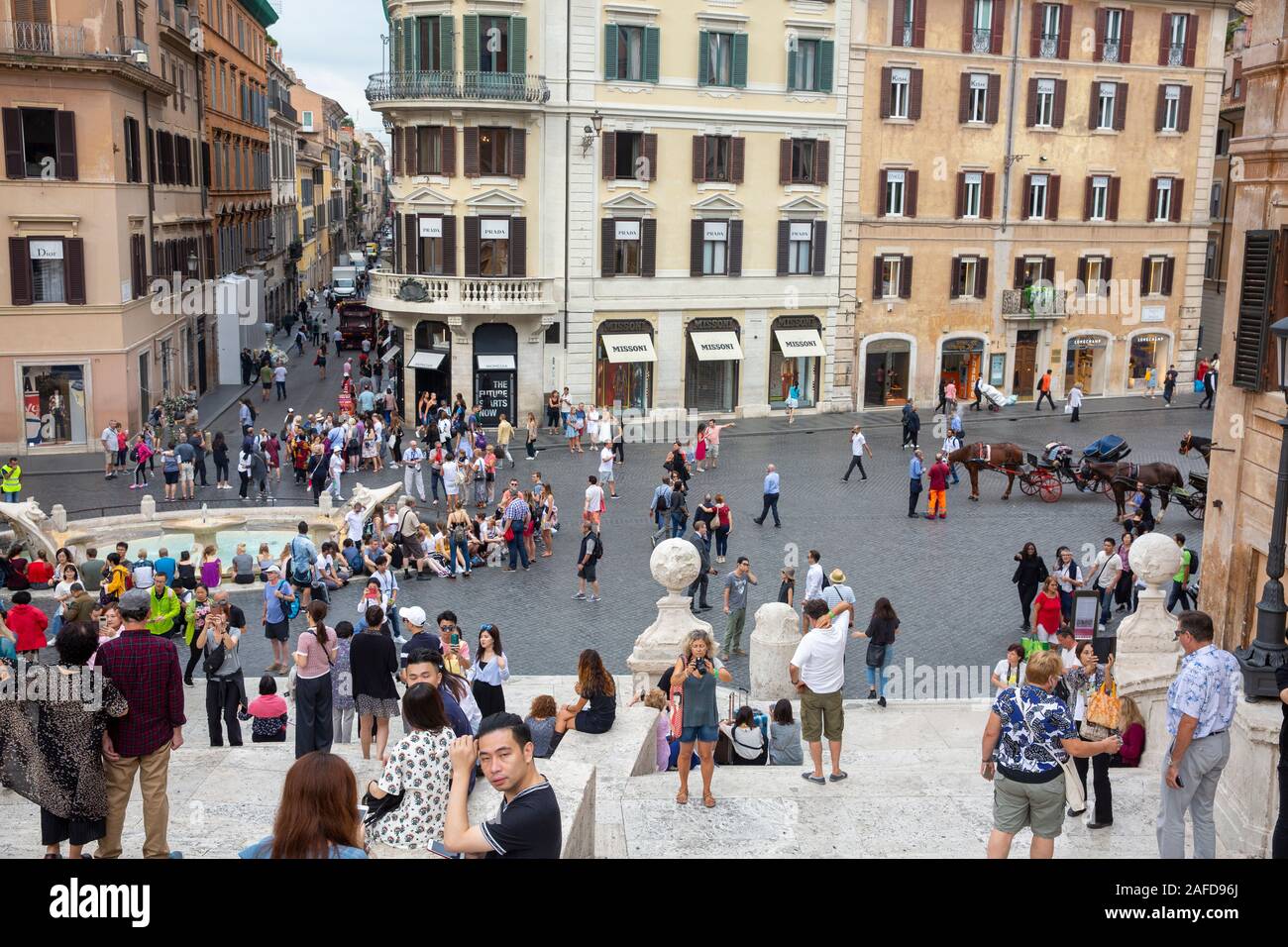 Piazza Di Spgna and Spanish steps in Rome city centre, popular with ...