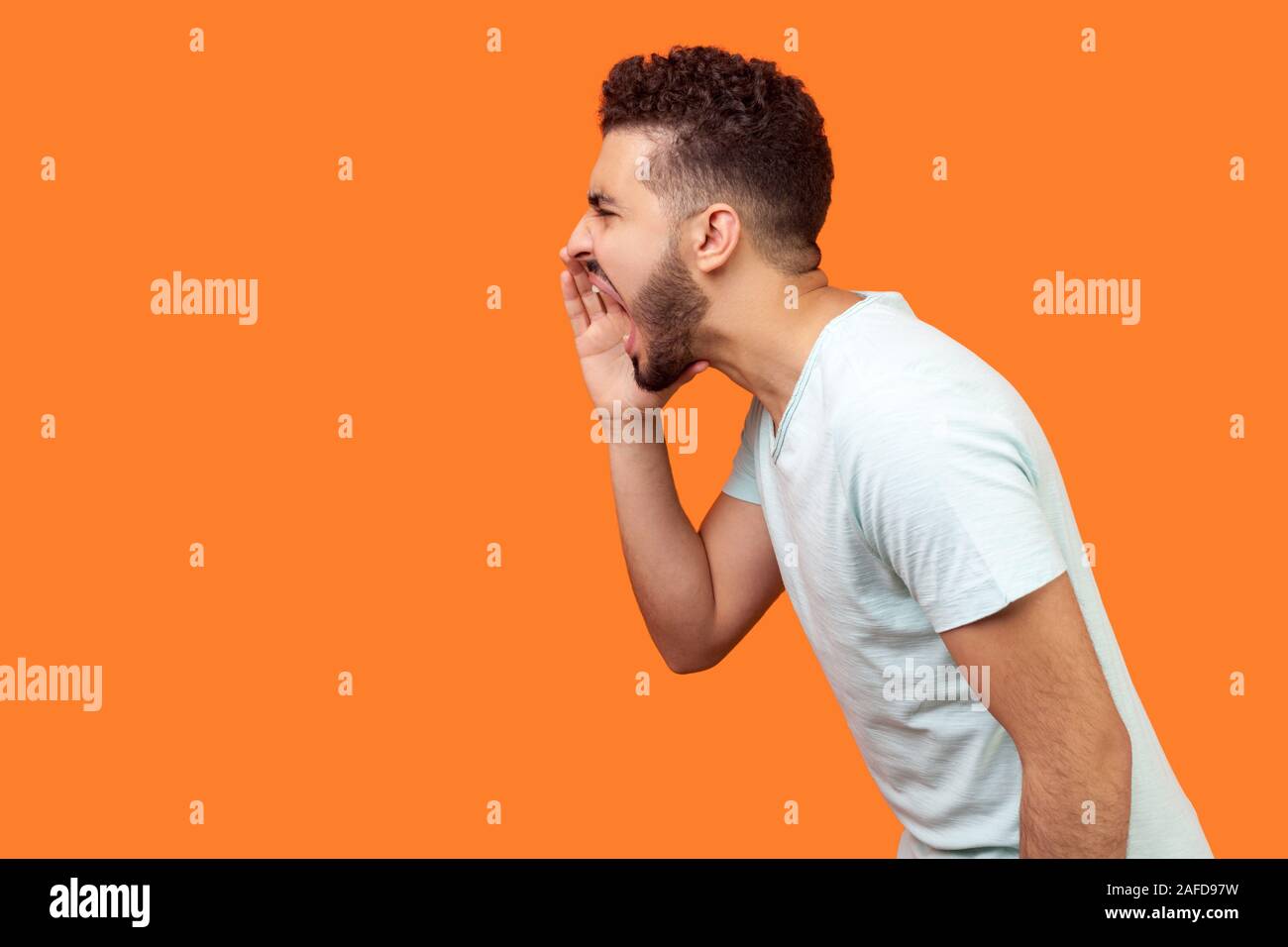 Yelling Mouth Profile Closeup Side View Profile Portrait Angry Upset