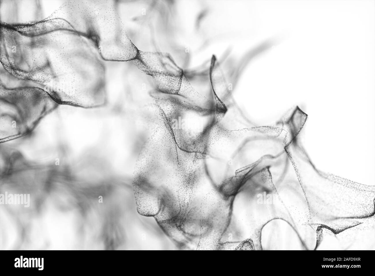 Particles moving on white background, 3d rendering. Computer digital ...