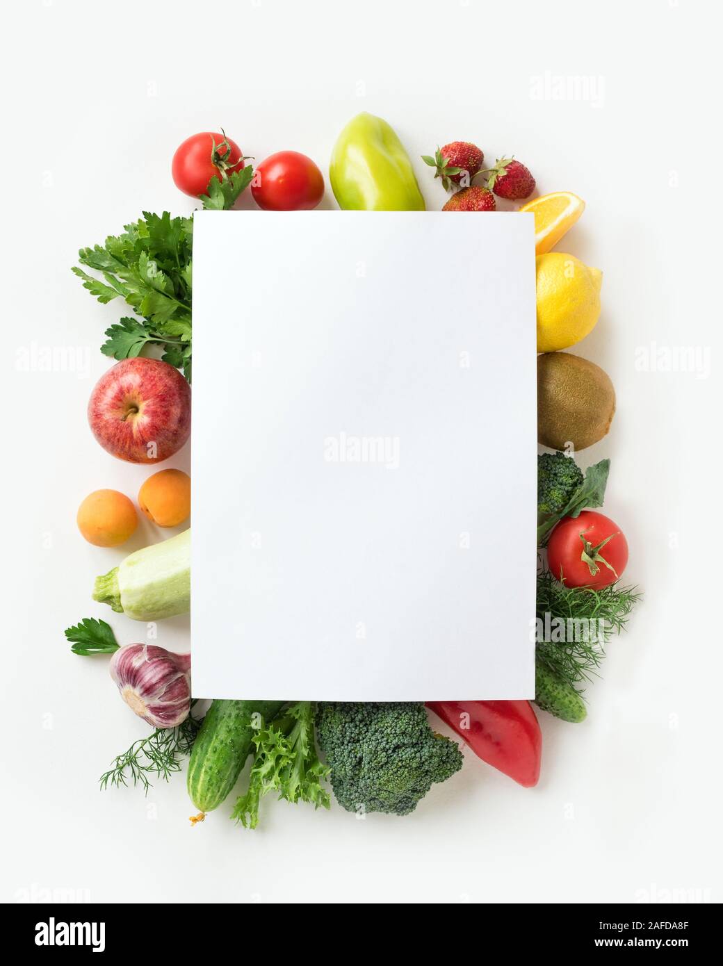 Organic Food Background - assorted fruits and vegetables isolated on ...